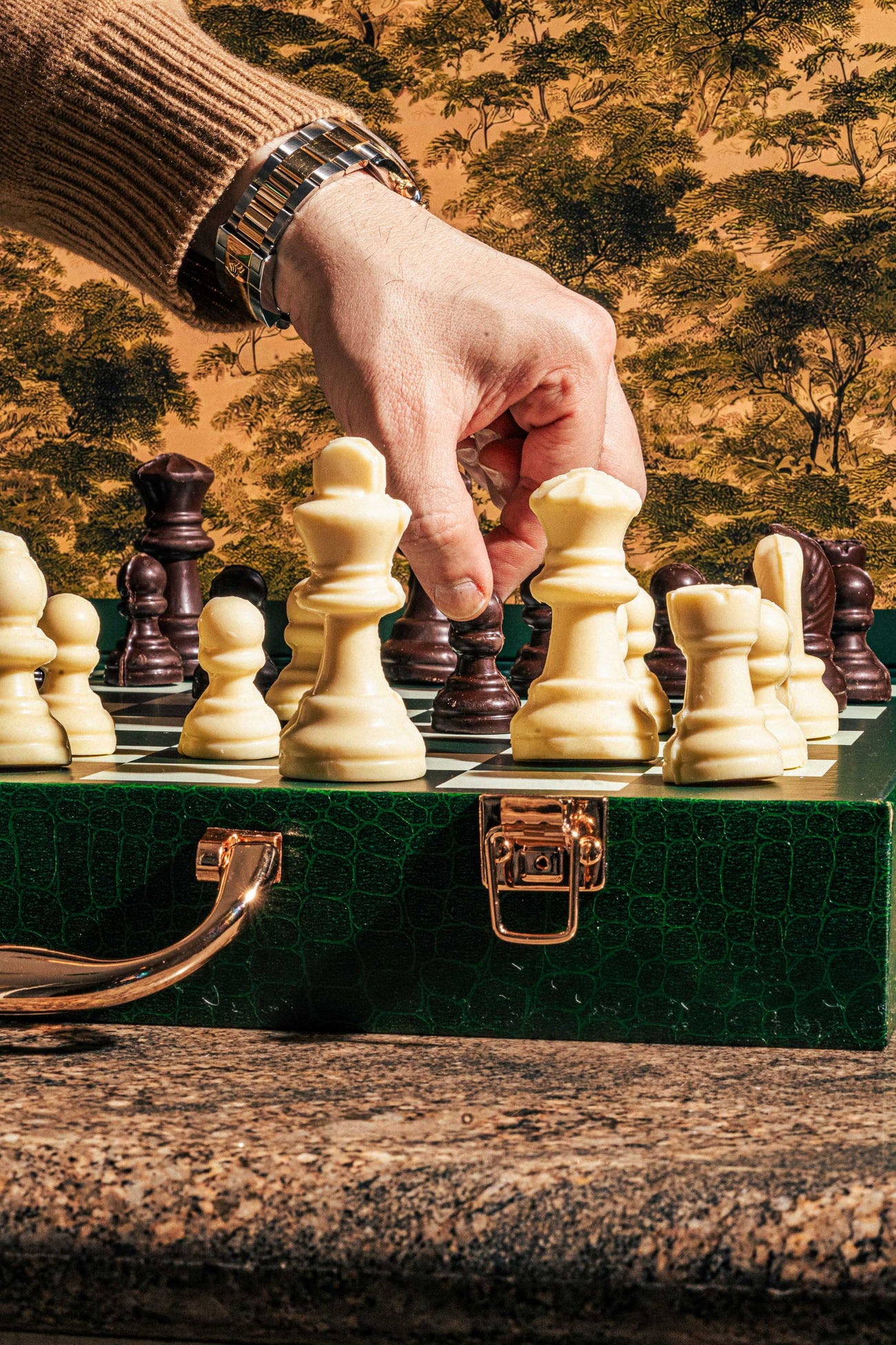 Chocolate Chess Pieces and Chocolate Chessboard Set