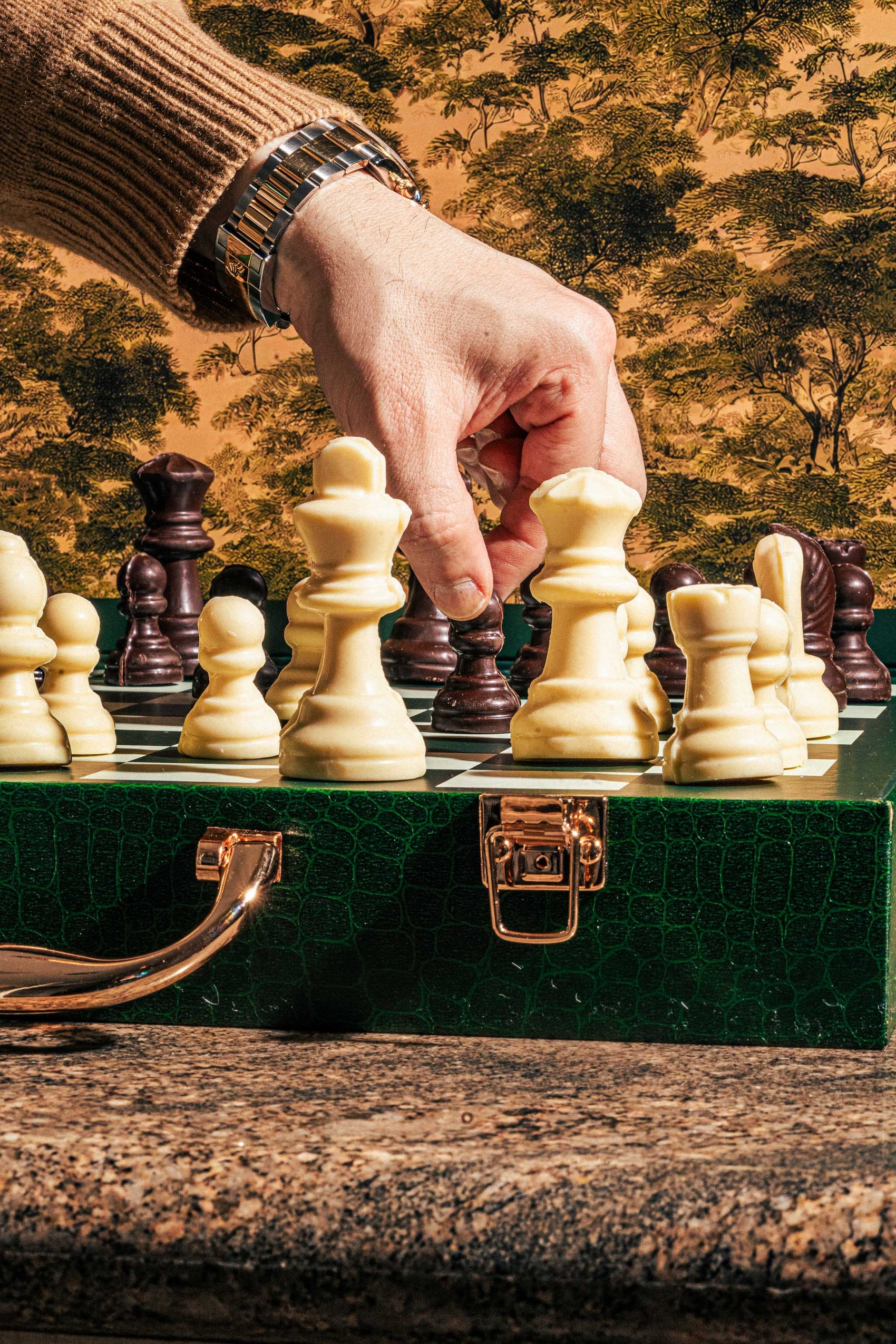 Chocolate Chess Pieces and Chocolate Chessboard Set