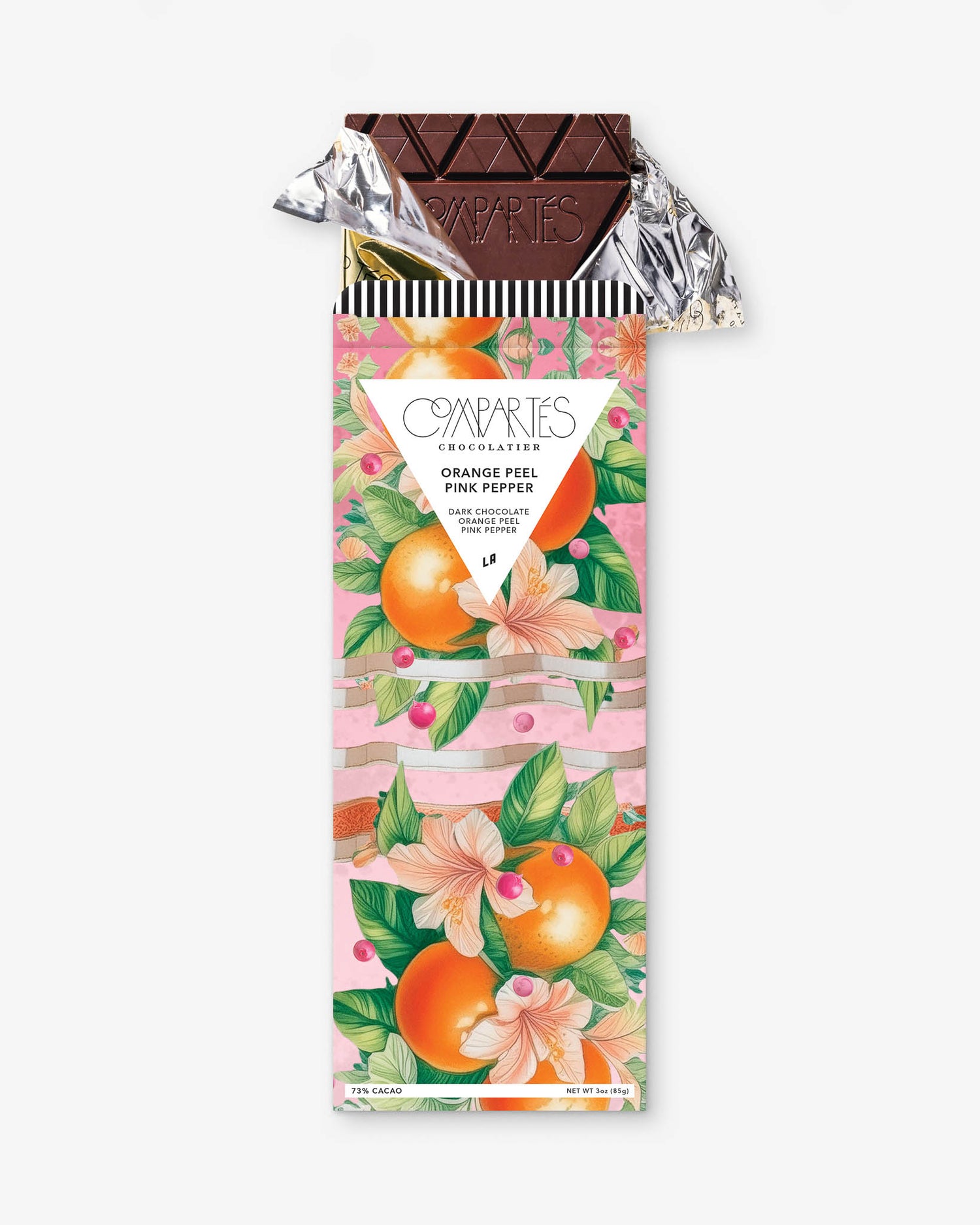 Orange Peel Pink Pepper Vegan Dark Chocolate Bar | Compartes