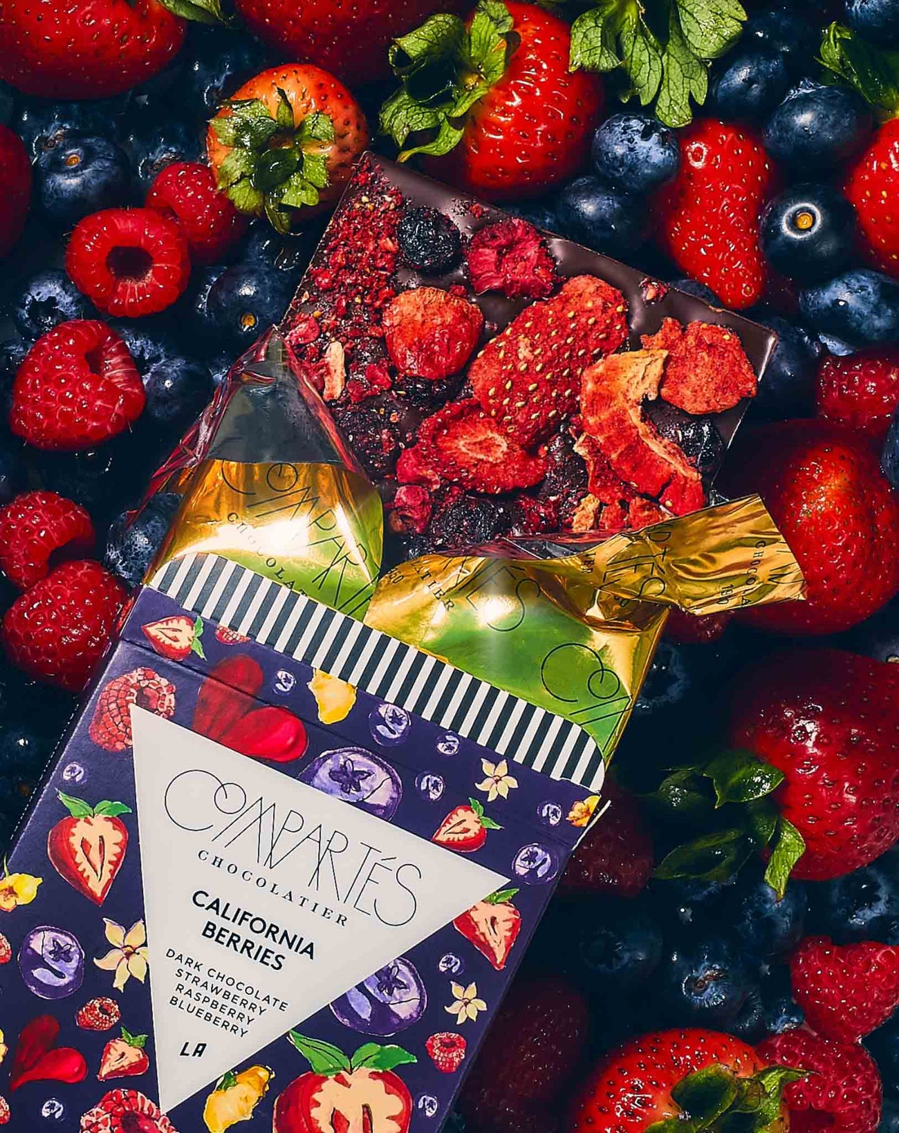 California Berries Gourmet Dark Chocolate Bar Strawberry Mixed Berry
